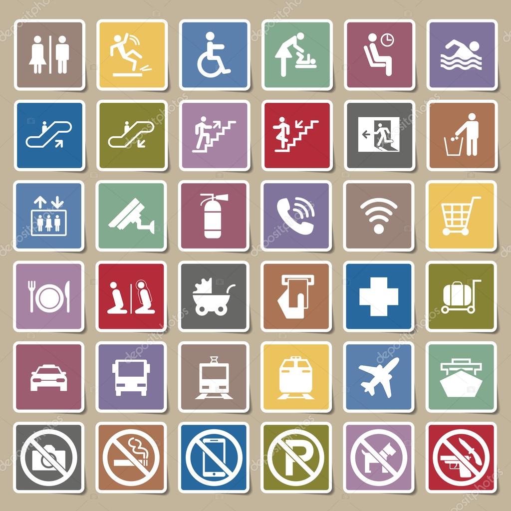 Public signs vector Sticker set Stock Vector by ©bitontawan02 53009771 Public signs vector Sticker set Stock Vector by ©bitontawan02 53009771