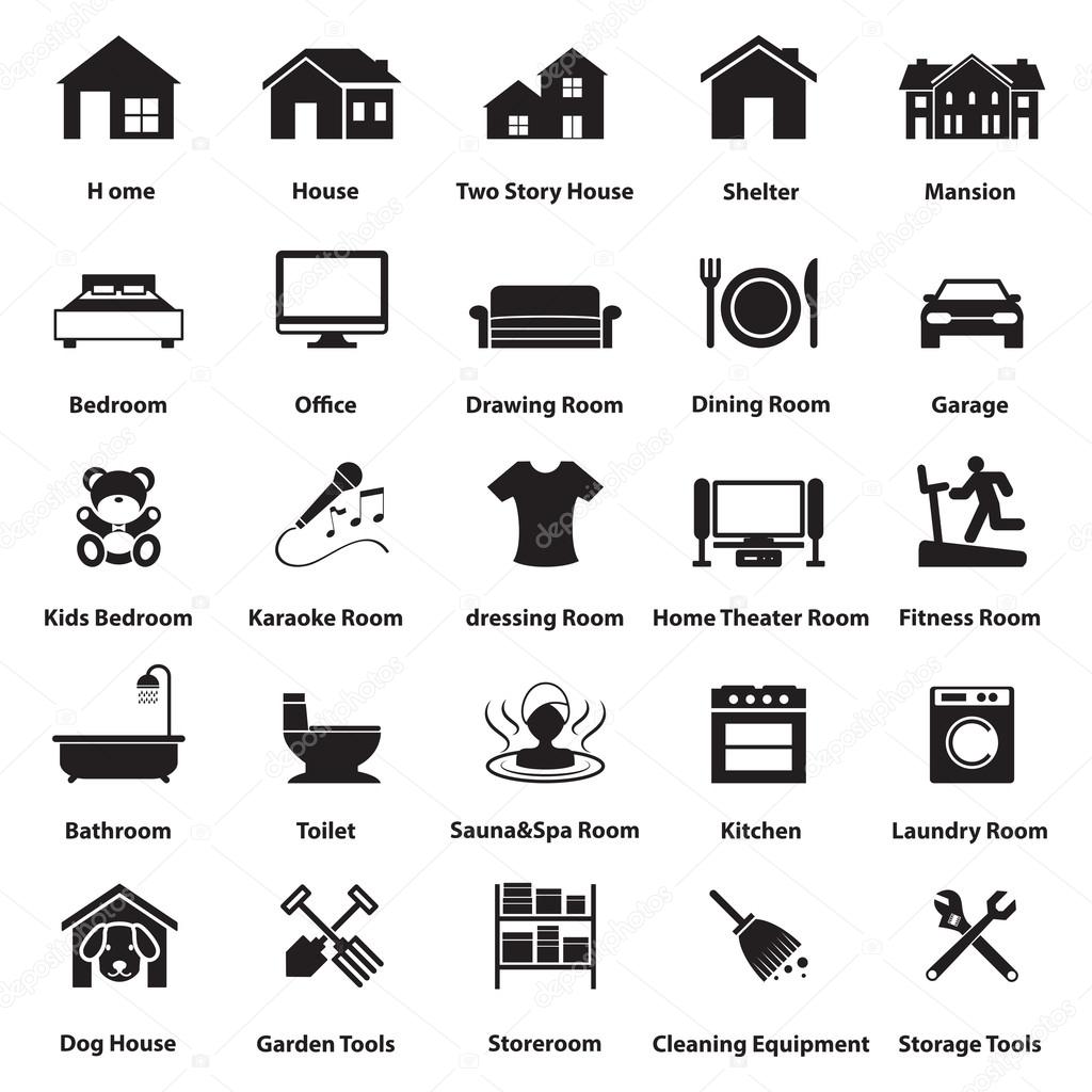 Huis, kamer pictogram en symbool — Stockvector © bitontawan02 #67084939