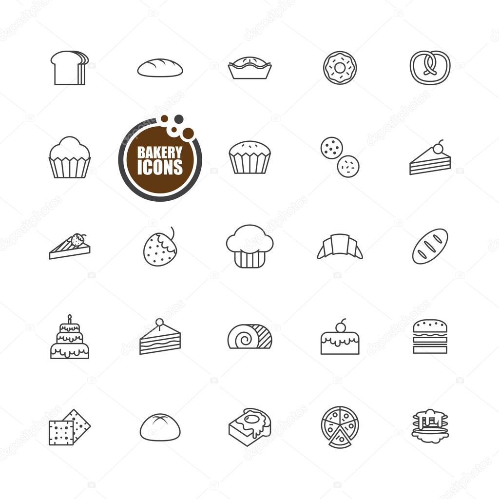 Baked bakery bread icons line set Stock Vector Image by ©bitontawan02 ...