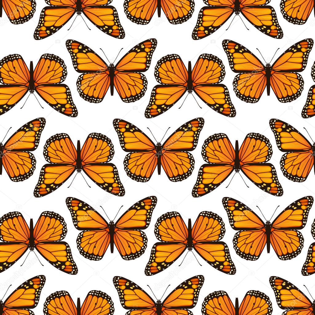 Patrón sin costuras con mariposas monarca Vector de stock #59173043 de ...