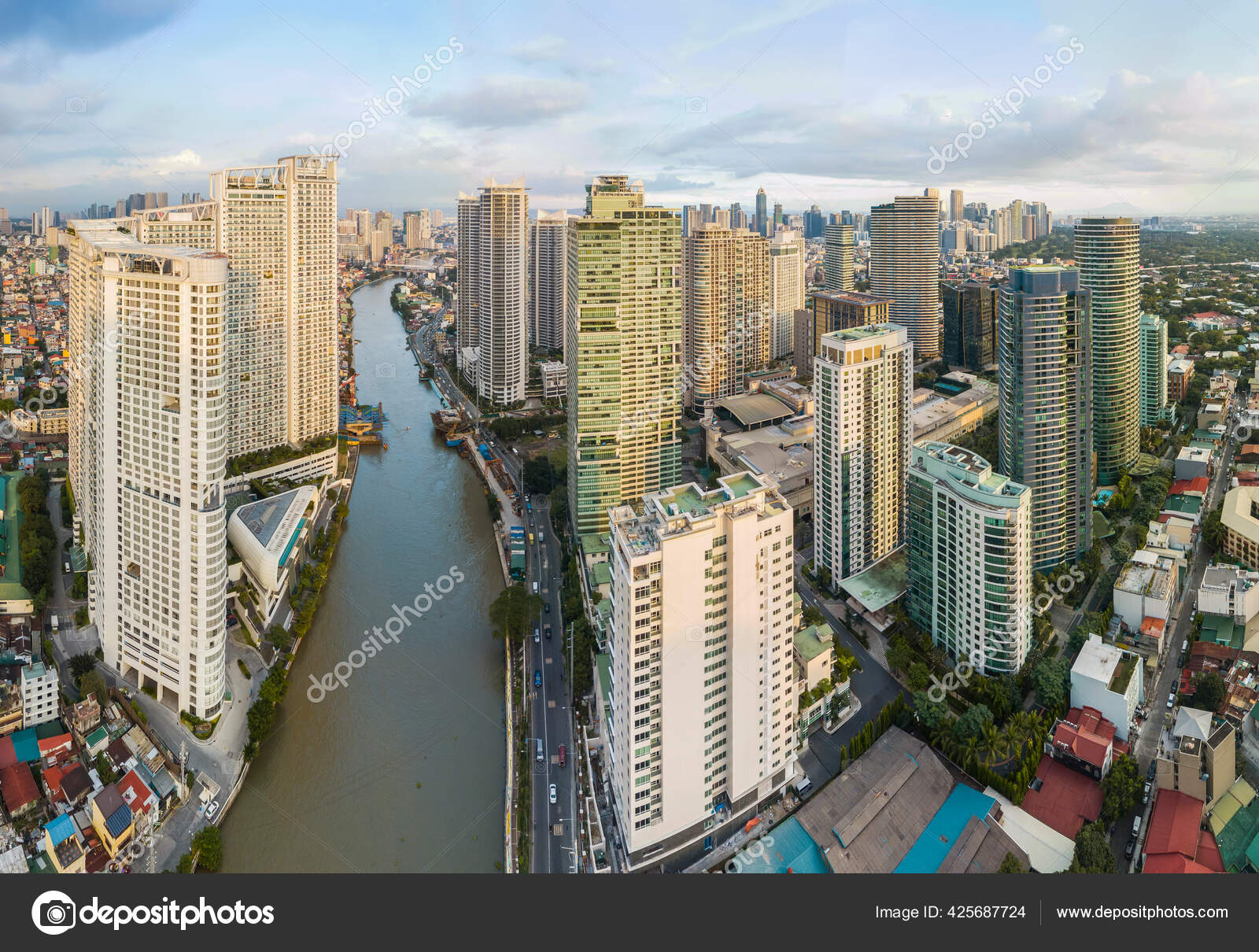Makati Metro Manila Philippines Wide Angle Aerial Acqua Residences ...