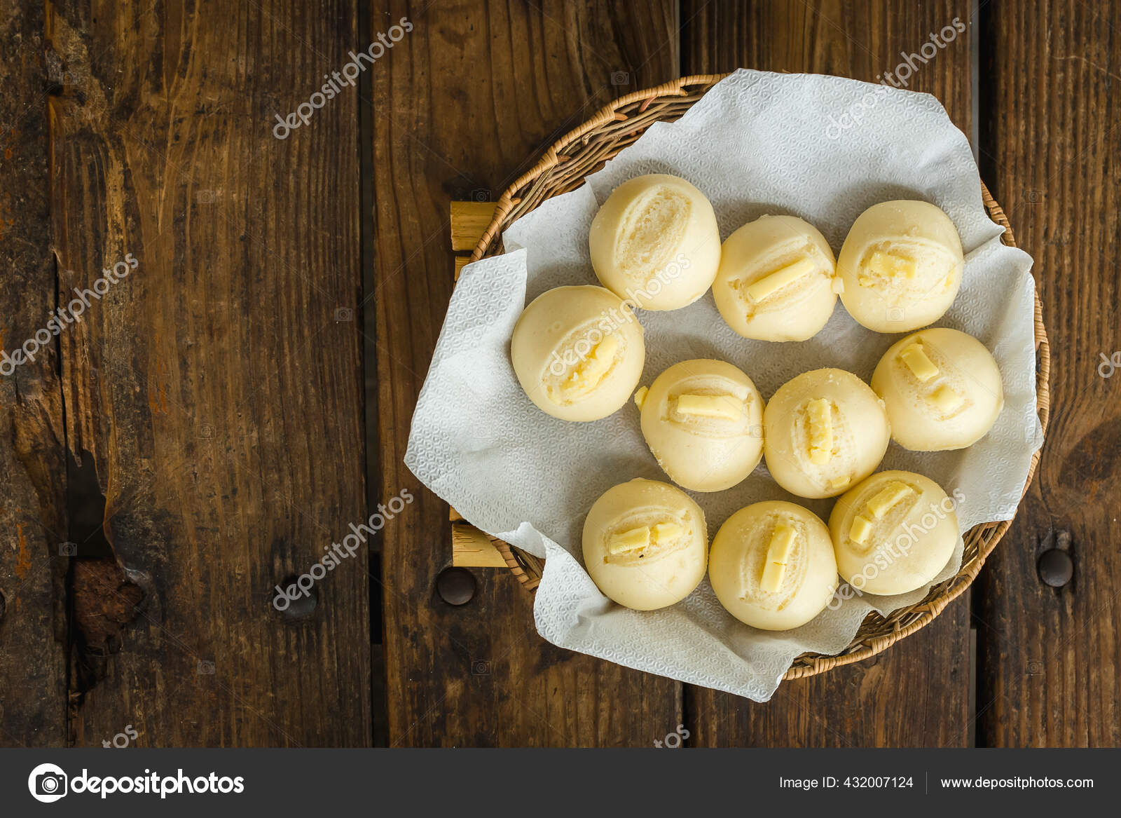 Top View Plate White Puto Strip Cheese Philippine Cuisine Dessert Stock ...