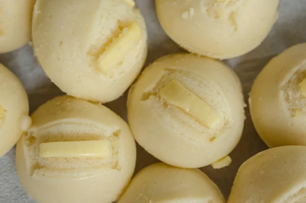 Top View Plate White Puto Strip Cheese Philippine Cuisine Dessert Stock ...