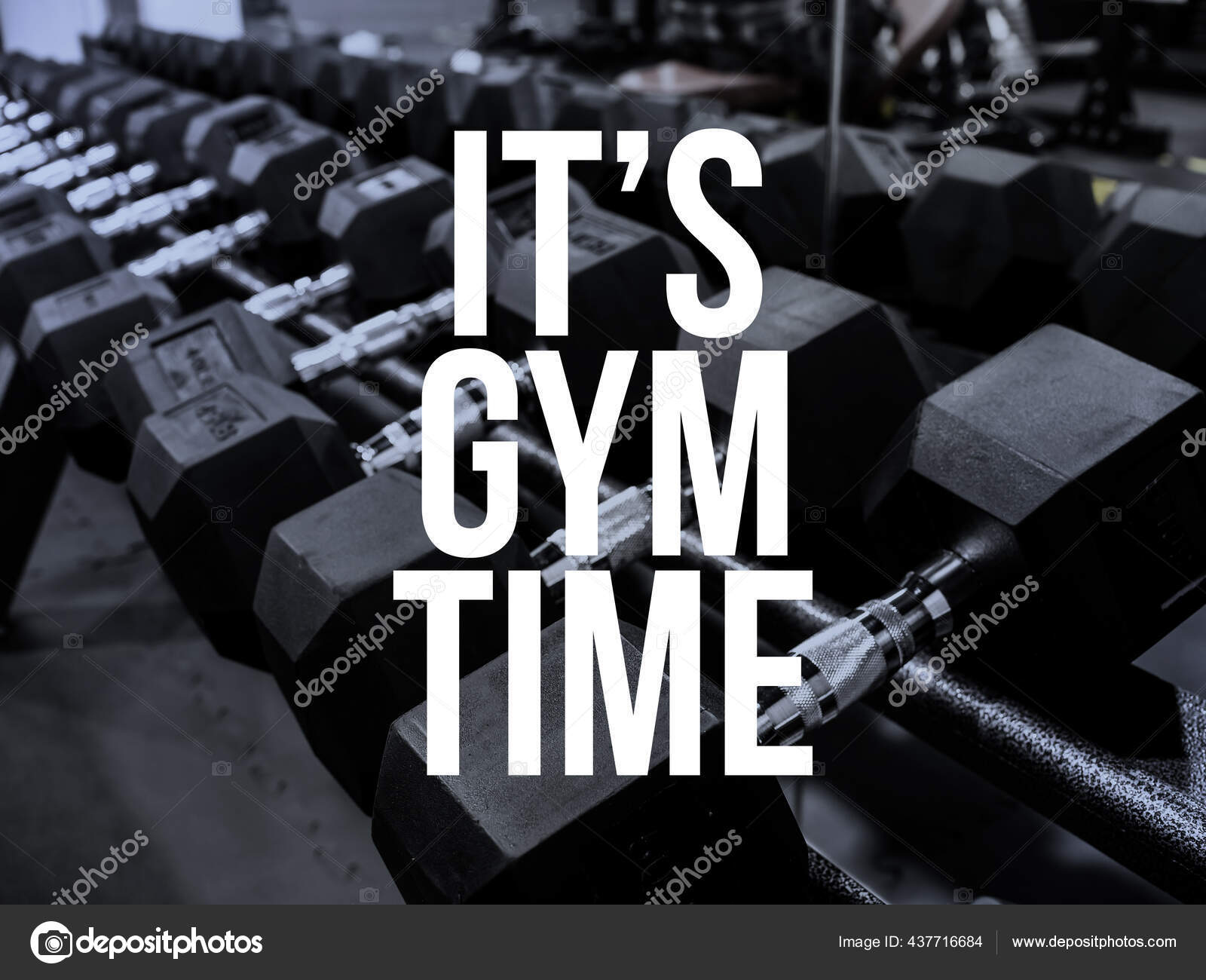 Its Gym Time Sign Gym Fitness Center Dumbbell Background Motivational ...
