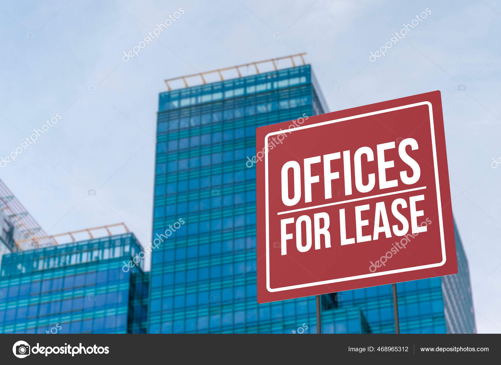 Offices Lease Sign Front Modern Glassy Commercial Grade Building ...