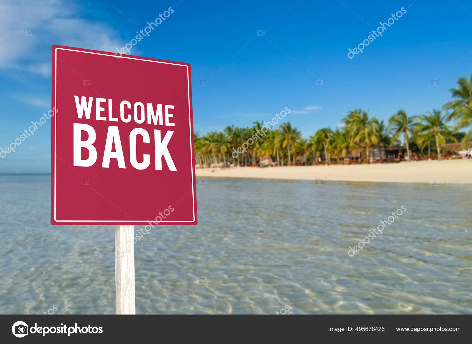 Welcome Back Sign Front Tropical Beach Resort Welcoming Back Tourists ...