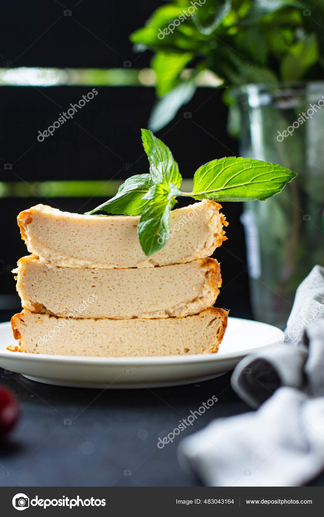 Casserole Cottage Cheese Pudding Cow Goat Milk Cake Table Healthy Stock ...