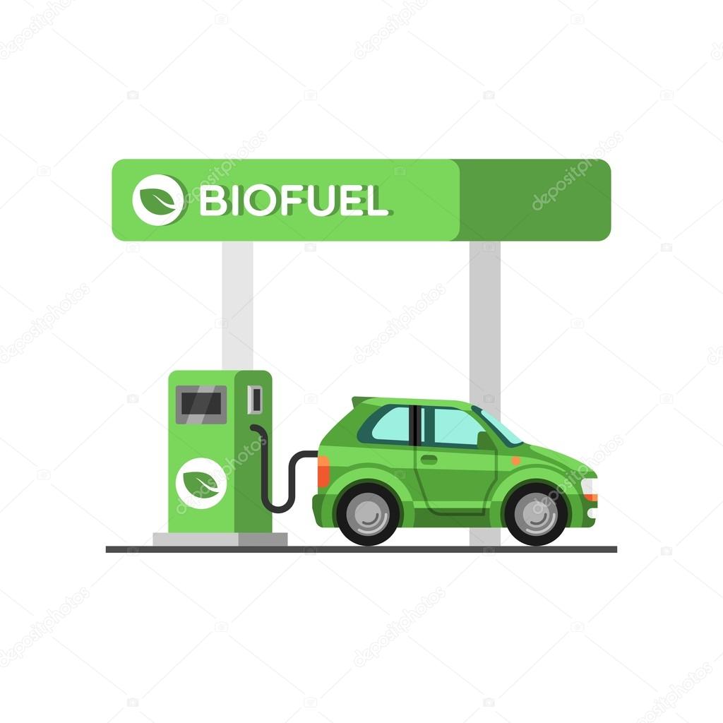 Biofuel. Eco fuel petrol station. Green energy. Save the earth, ecology ...