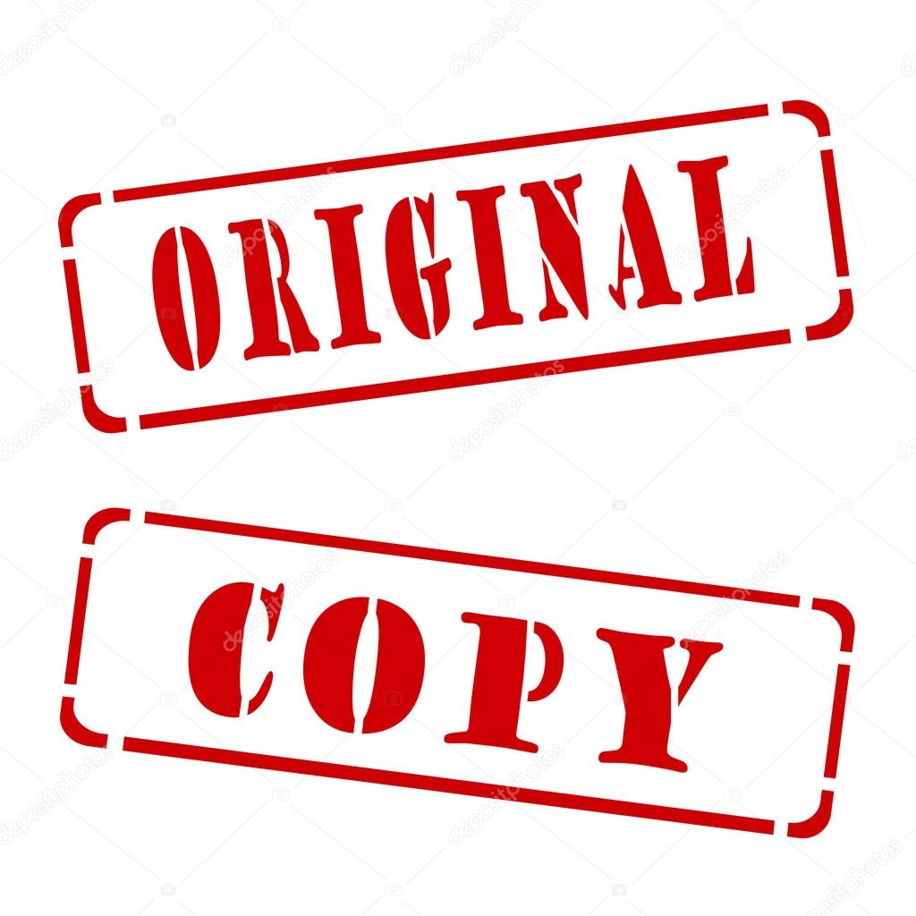 Red stamped "original" and "copy" on a white background — Stock Photo ...