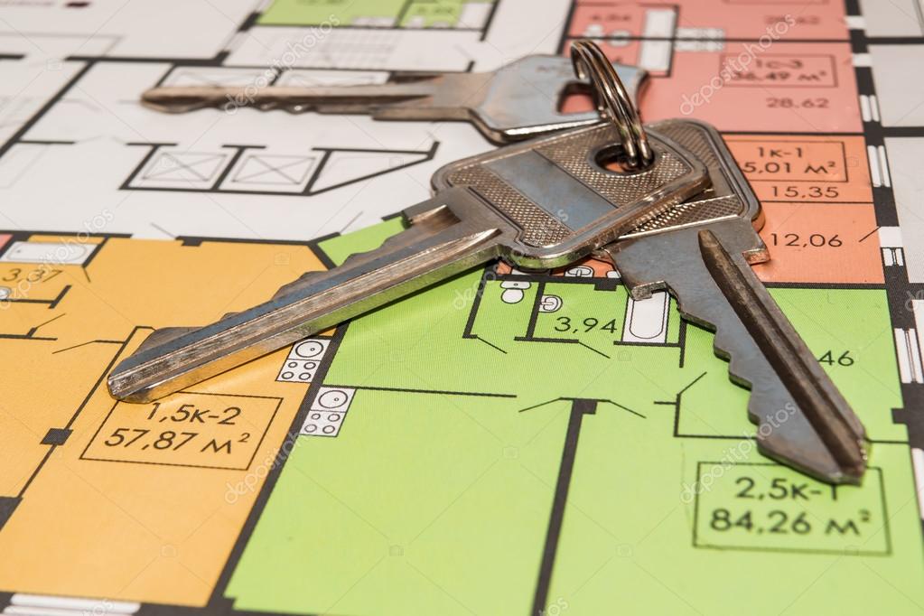 The keys and the drawing of a new residential building Stock Photo by ...