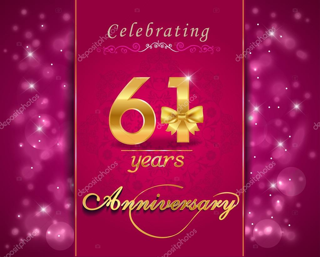 61 year anniversary celebration sparkling card Stock Vector Image by ...