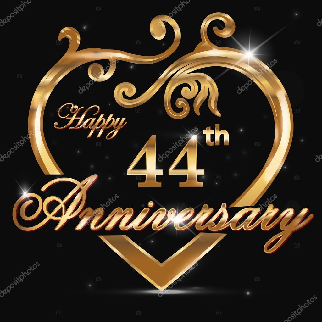 44 year anniversary golden heart Stock Vector Image by ©atulvermabhai ...