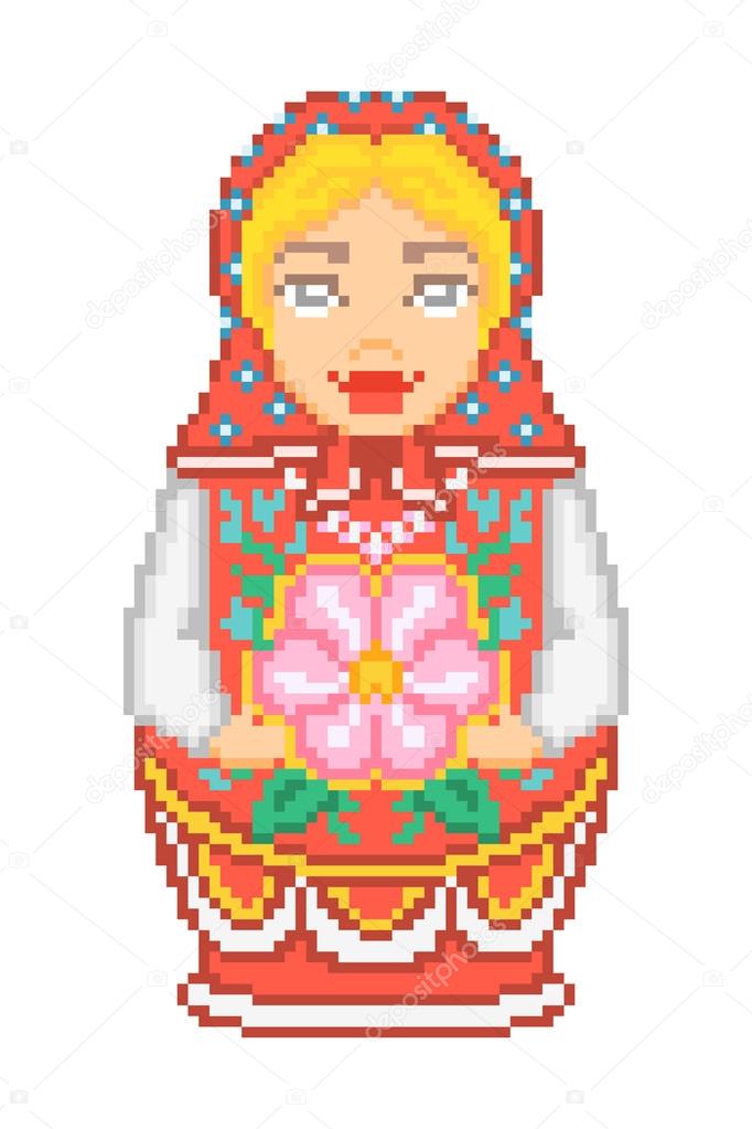 Icône de pixel art traditionnel national russe matryoshka doll — Image ...