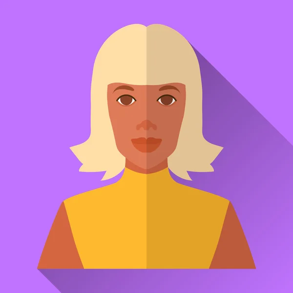 Fashionable young woman with long hair, flat icon with shadow — Stock ...