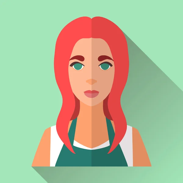 Fashionable young woman with long hair, flat icon with shadow — Stock ...