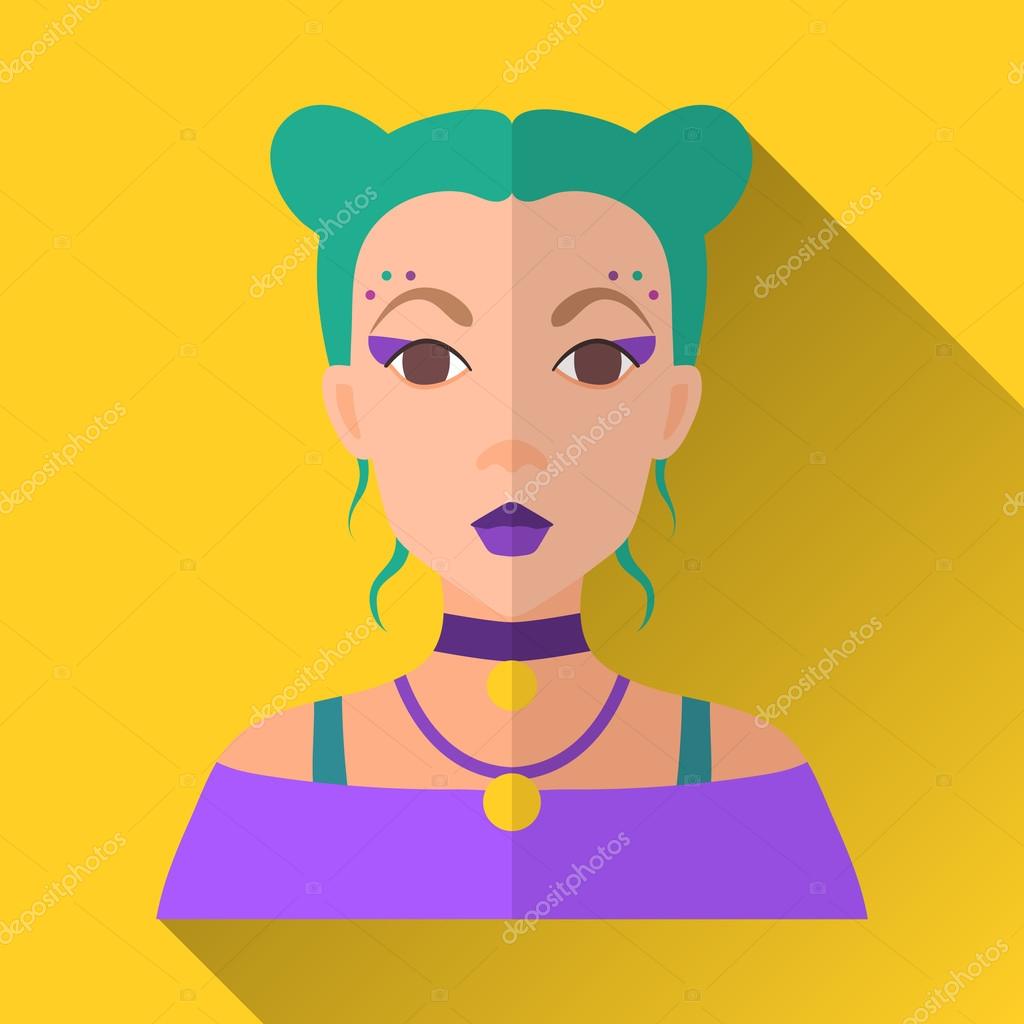 Flat style square shaped female character icon with shadow Stock Vector ...