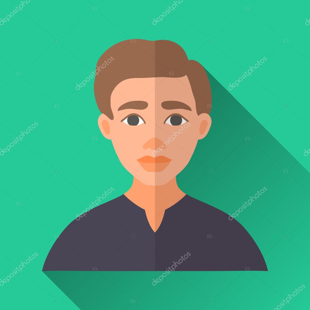 Young man in a black shirt, square flat icon — Stock Vector © ksuperksu ...