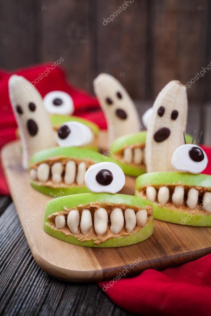 Spooky halloween edible monsters scary food healthy vegetarian snack ...