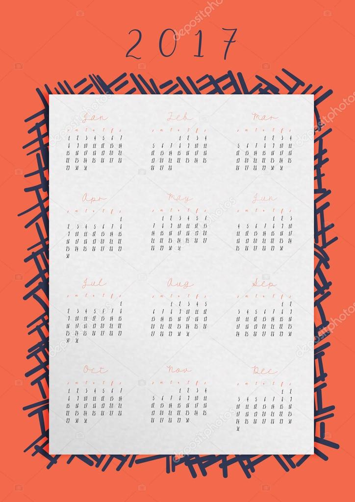 Vector Calendar of 2017 Stock Vector by ©weedezign 117825166
