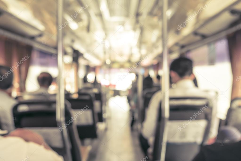 Blur background : people in public transportation bus,abstract b Stock ...