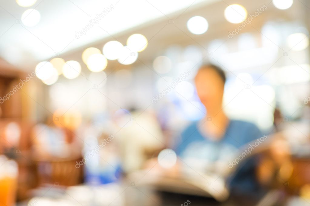 Woman Customer see menu at restaurant blur — Stock Photo © weedezign ...