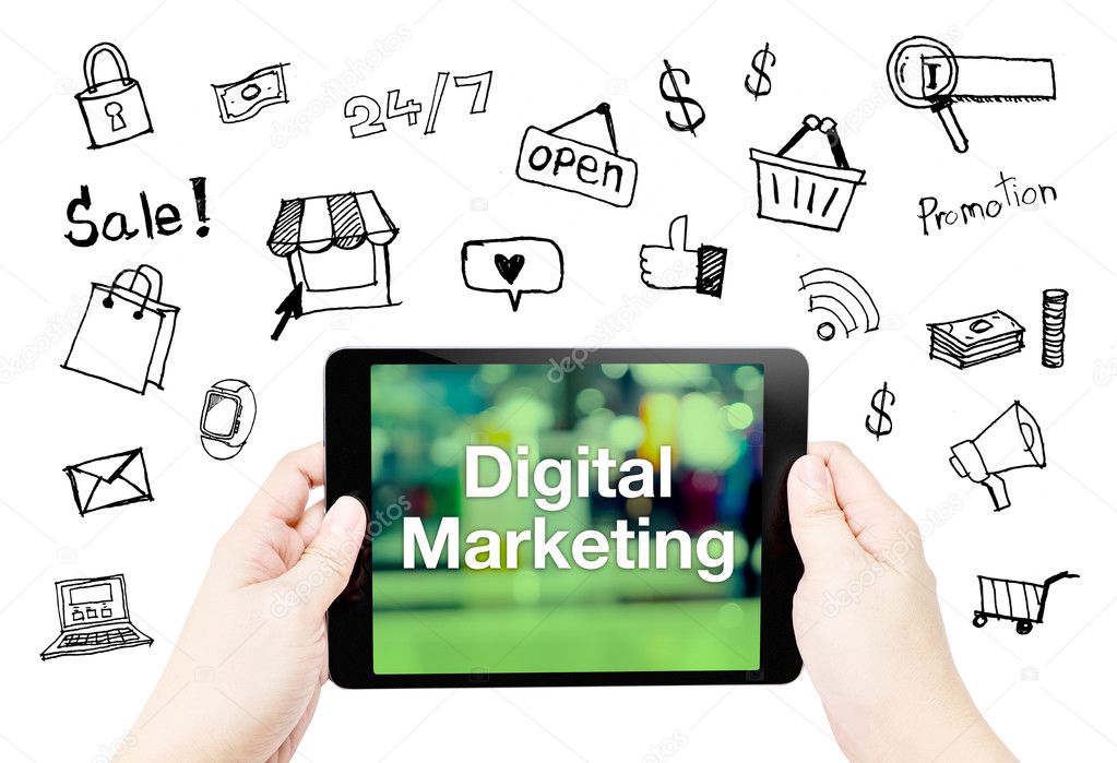 Hands holding with digital marketing word — Stock Photo © weedezign ...