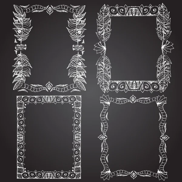 Set of chalk painted frames on a black chalkboard. Stock Vector Image ...