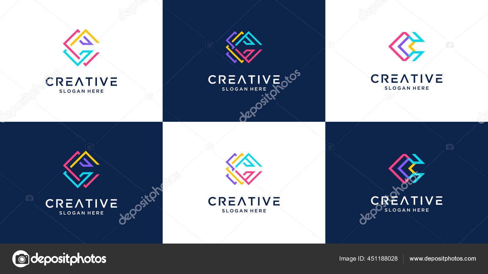 Set Creative Initial Letter Colorfully Logo Design Collection Stock ...