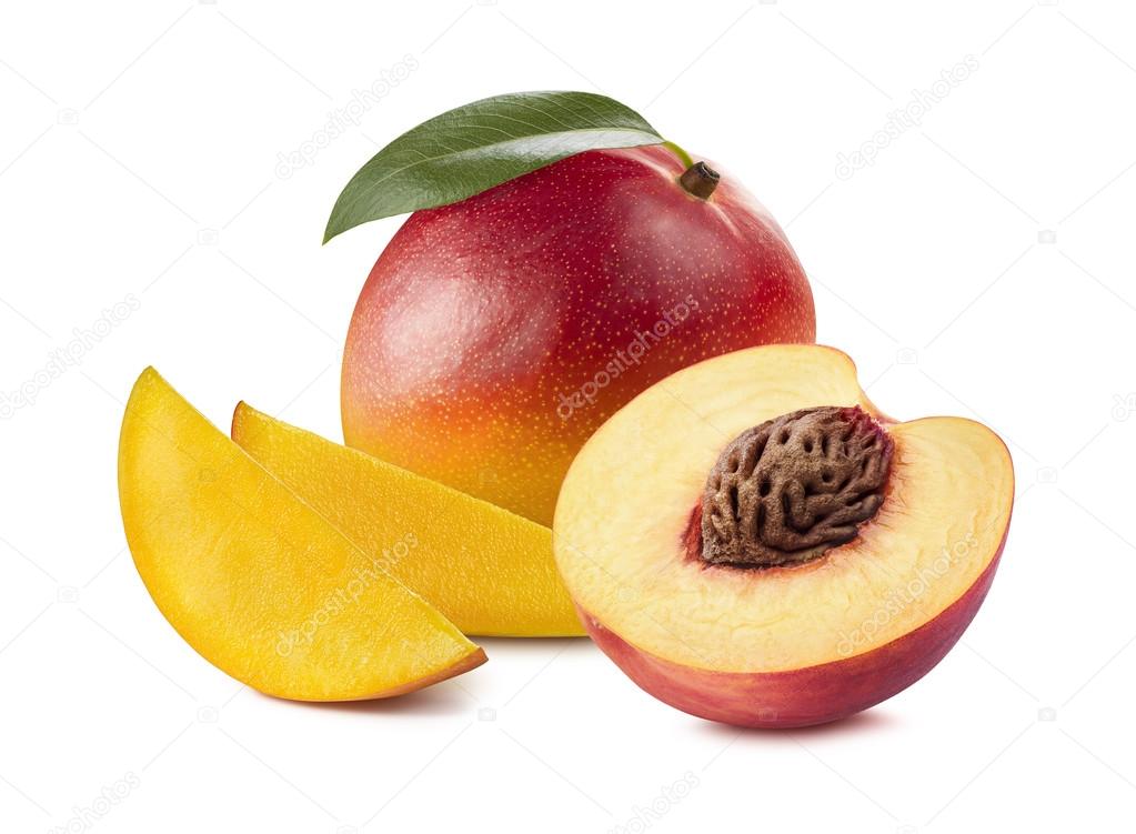 Mango peach half isolated on white background Stock Photo by ©Kovaleva ...
