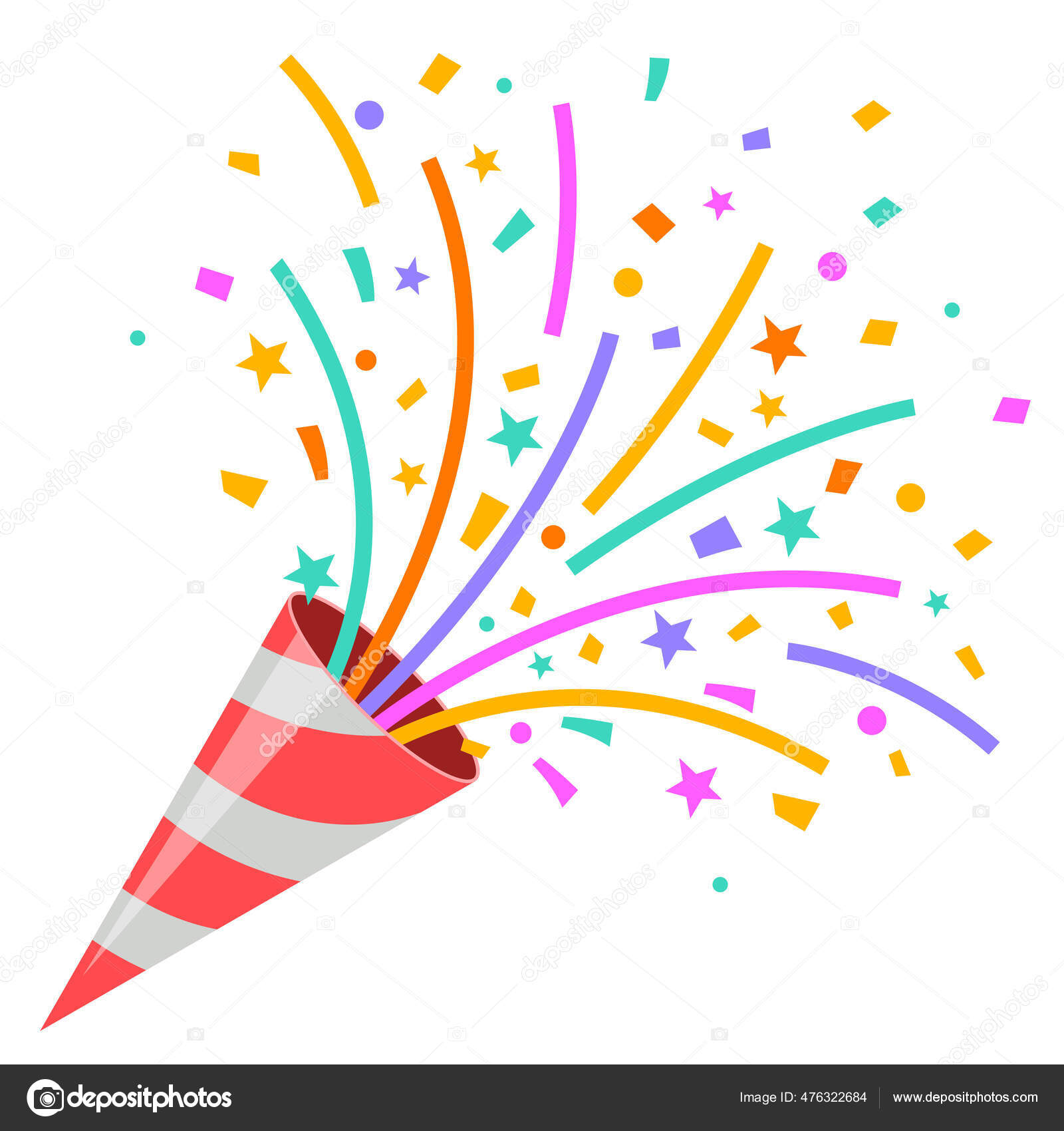 Exploding Party Popper White Background Stock Vector by ©yoyoyai 476322684