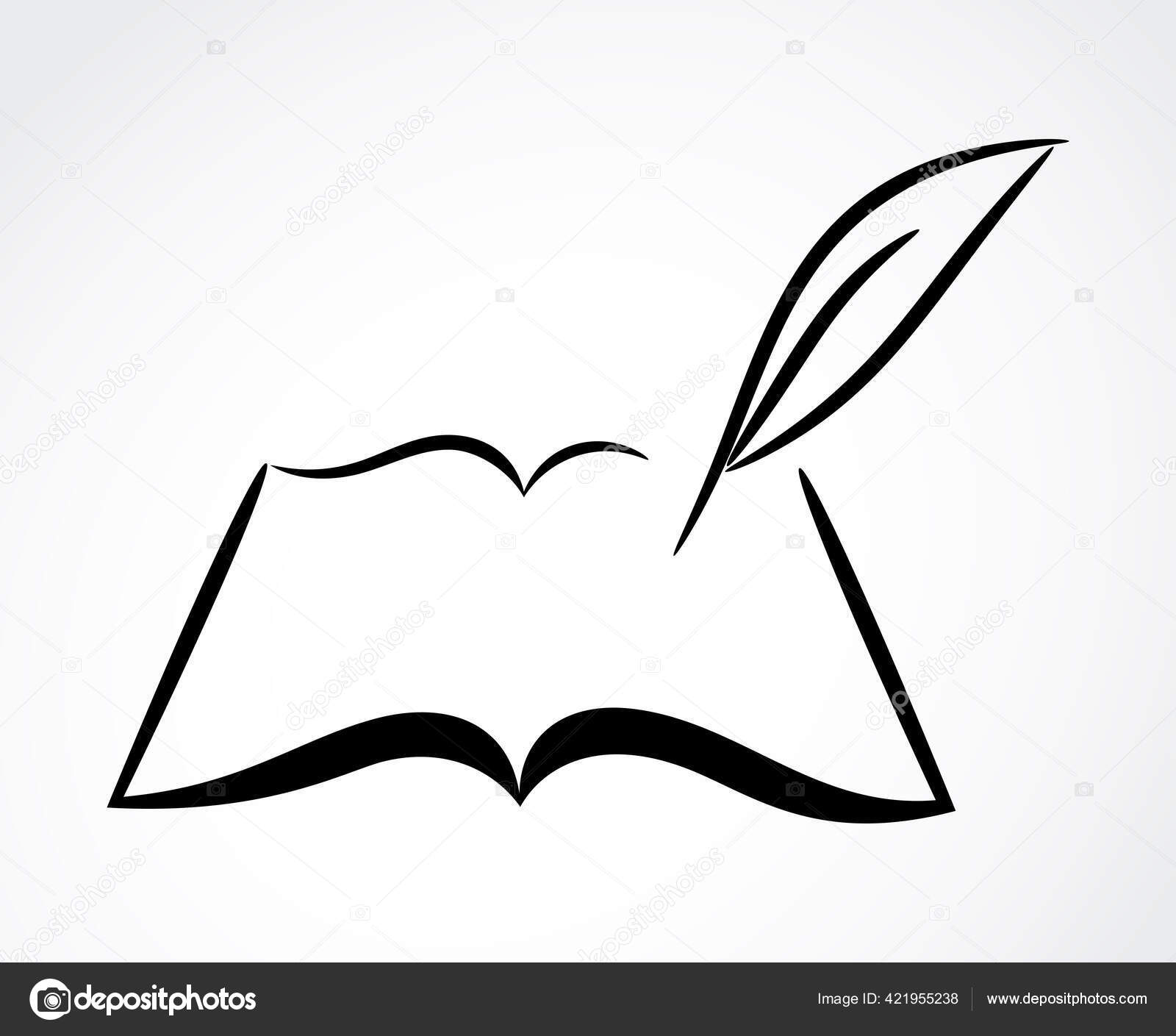 Contour Symbol Opened Book Pen Vector Stock Vector by ©CosmoSquirrel ...
