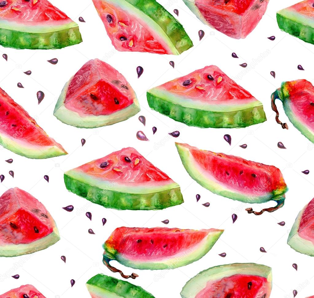 Seamless pattern of watercolor watermelon. Stock Photo by ©aigann 121536982