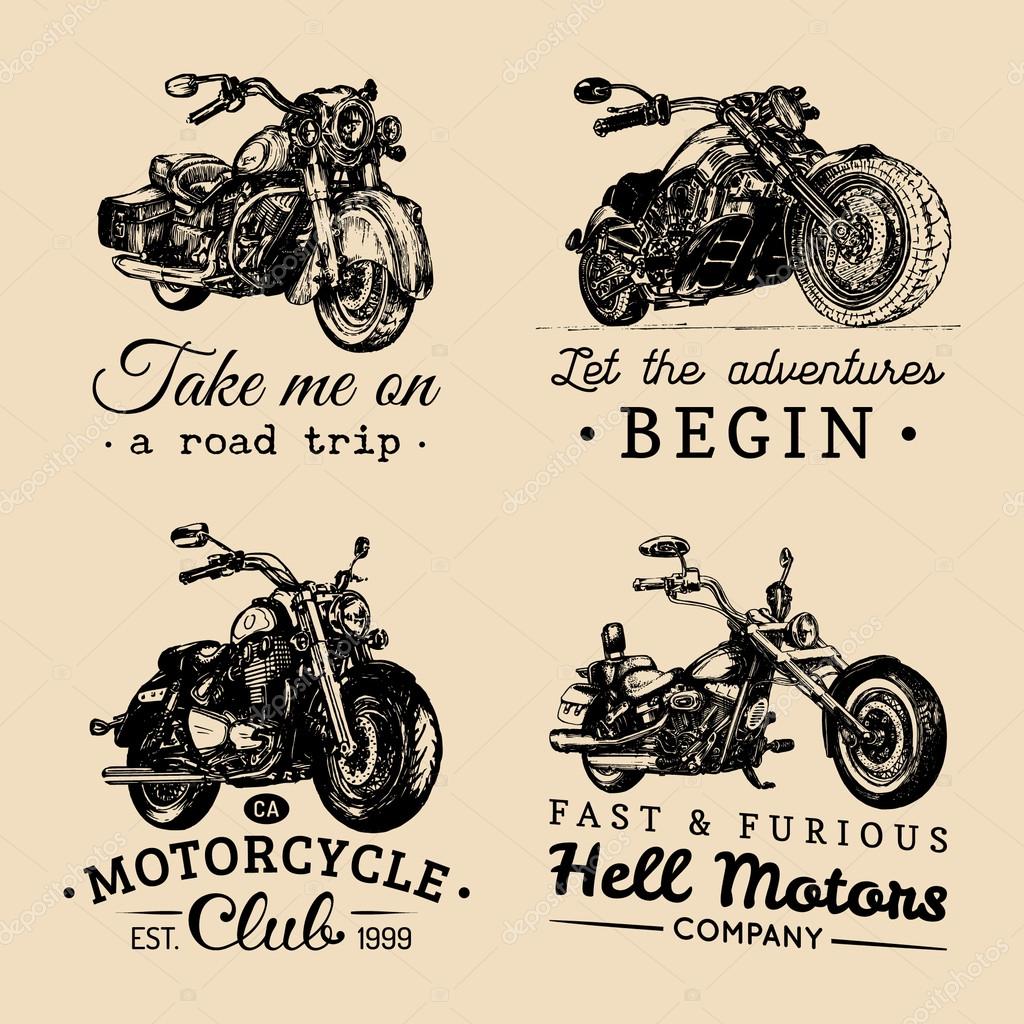 Choppers and motorcycles logos set — Stock Vector © vladayoung #102084592