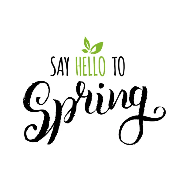 Hand Lettering Hello Spring Vector Inspirational Phrase White ...