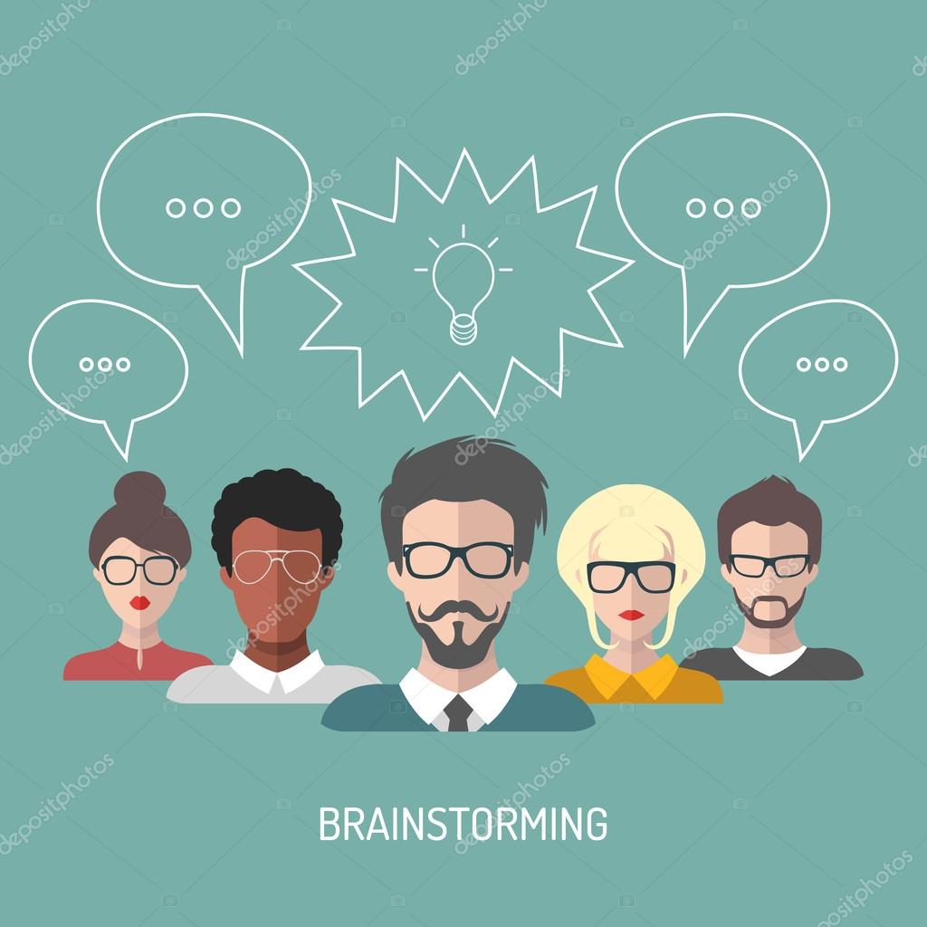 Brainstorming with people and speech bubbles Stock Vector Image by ...