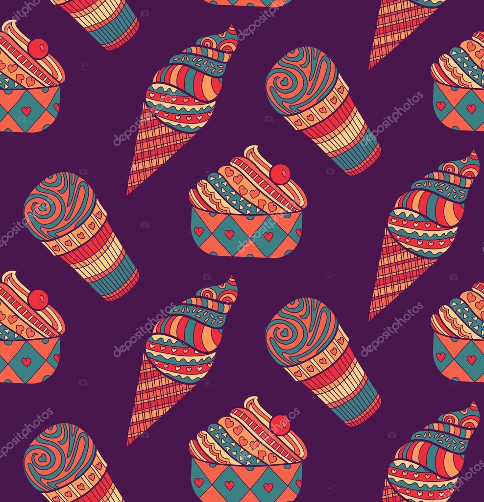 Seamless ice cream pattern Stock Vector by ©vladayoung 70825493