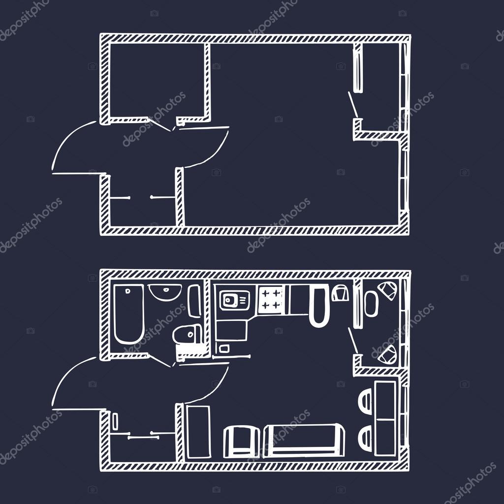 Small apartment's floor plan Stock Vector Image by ©vladayoung #70827043