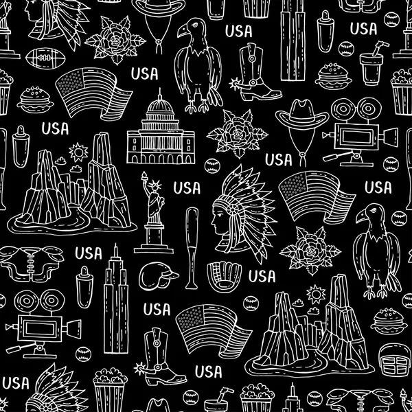 Pattern with symbols of United States of America on white color Stock ...