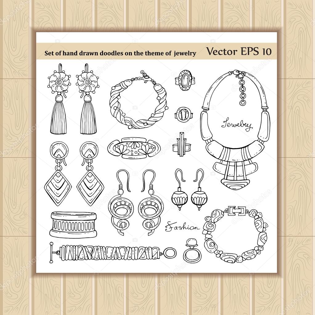Set of hand drawn doodles on the theme of jewelry ⬇ Vector Image by ...