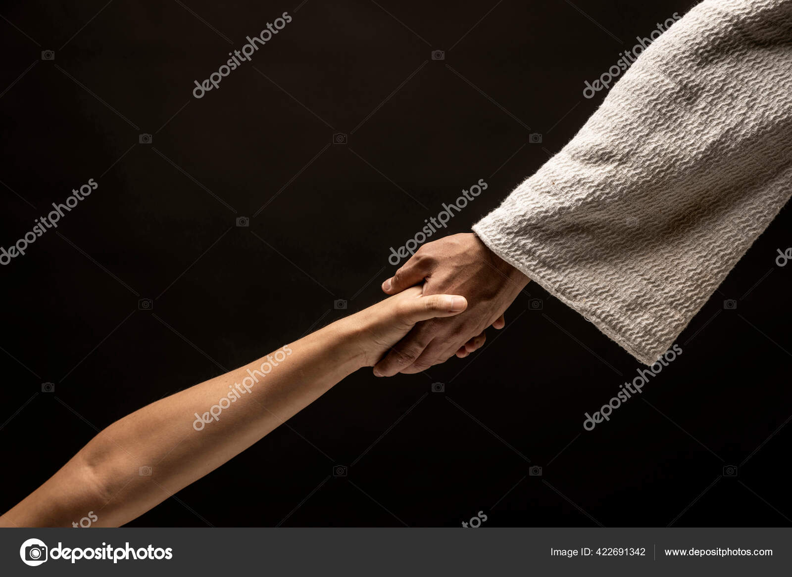 Woman Holding Hands With Jesus