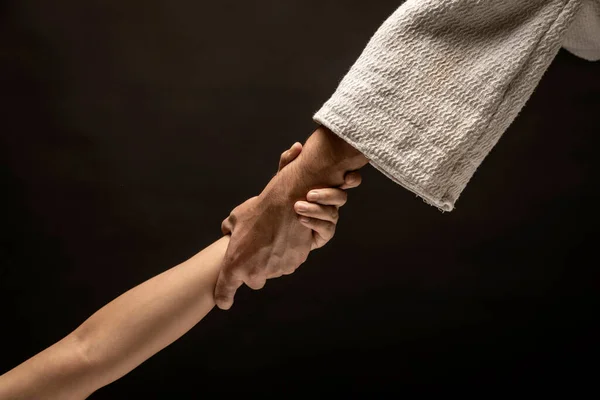 Jesus Christ Rescuing Saving Sinner Dark Night Stock Photo by ...