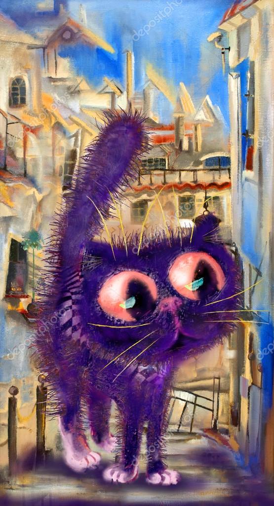 The one cat on the street Stock Illustration by ©kasyanovart #70113657