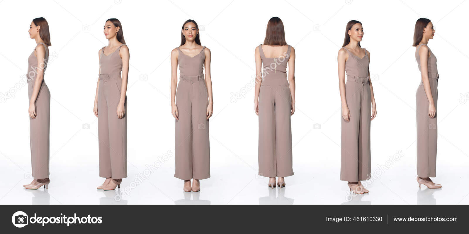Collage Group Full Length Figure Snap 20S Asian Woman Brown Stock Photo ...