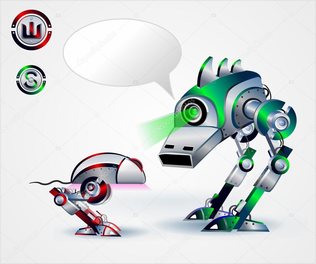 Disk security USB Robot technology, computer characters Stock Vector ...