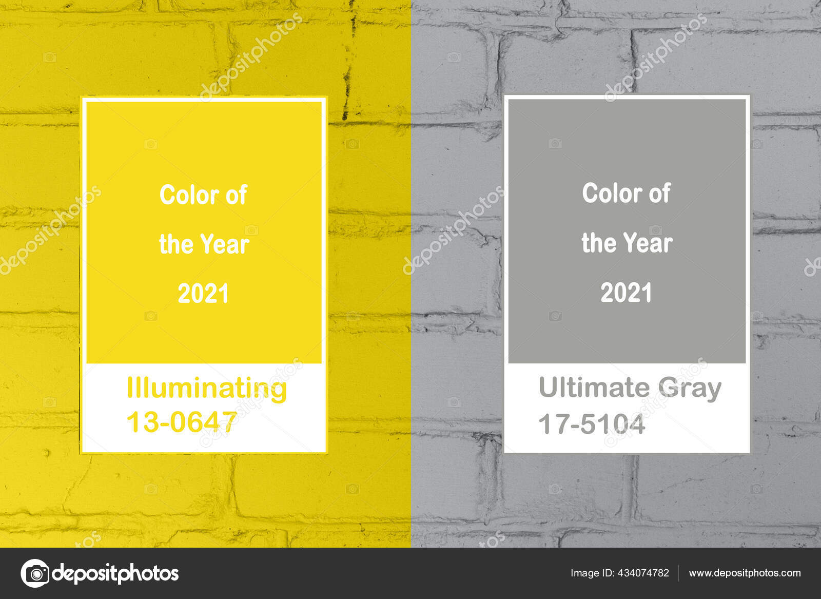 Koláž s Novou Pantone Illuminating, Ultimate šedá barva roku 2021 ...