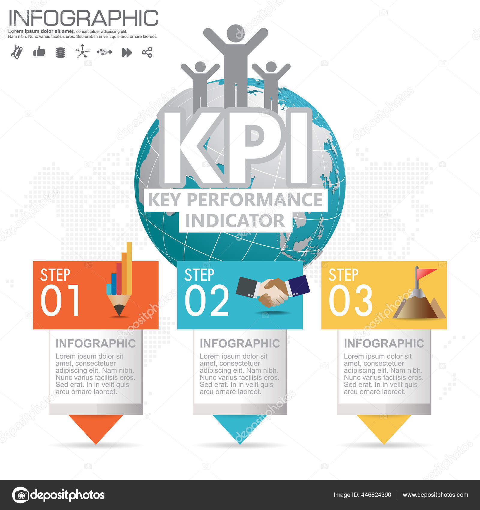 Infographic Kpi Concept Marketing Icons Key Performance Indicator Can ...