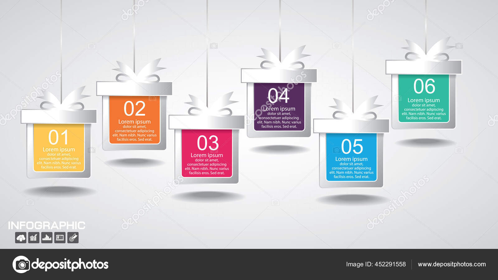 Timeline Infographics Gift Box Template Options Process Diagram Vector ...