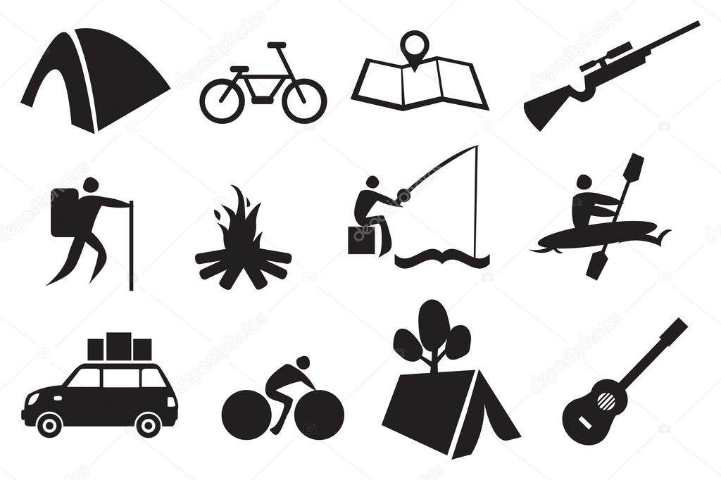Conjunto de icono de camping vector, gráfico vectorial © hofred imagen ...