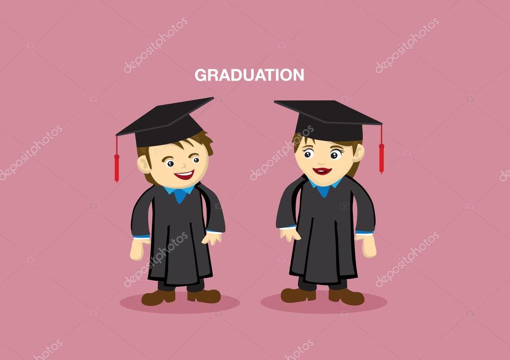 Cute Graduation Couple Mascot Vector Illustration Stock Vector Image by ...