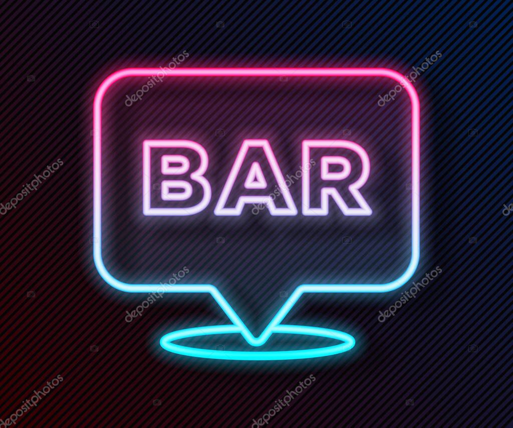 Línea de neón brillante Icono de ubicación de la barra de alcohol o ...